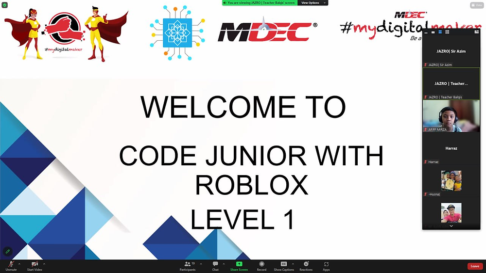 Kelas 'Code Junior With Roblox'