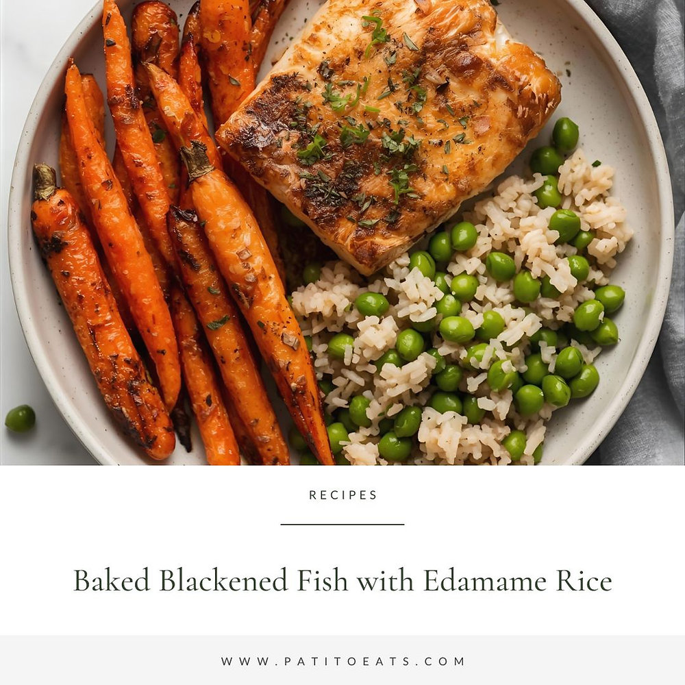 Baked Blackened Fish with Edamame Rice