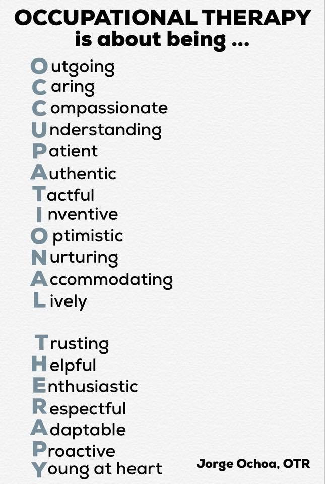 Occupational therapy is about being...