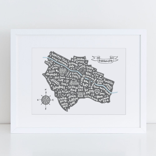 Berkhamsted Map Print | Jen Roffe | Hand lettering