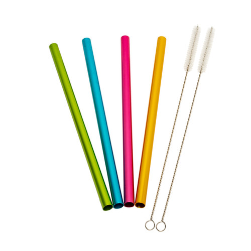 KOLORAE Aluminum Straws with 2 Brushes - Set of 4 | blueoco