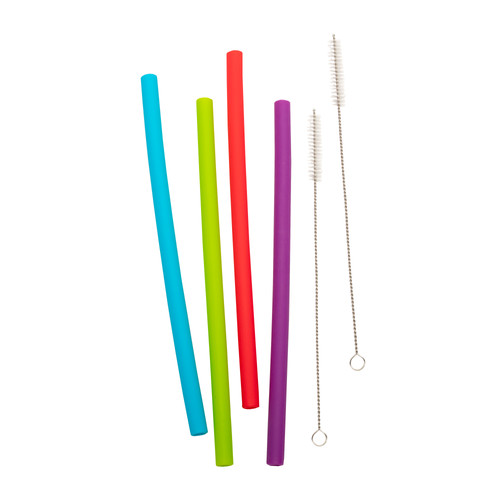 KOLORAE Big Silicone Straws with 2 Brushes - Set of 4 | blueoco