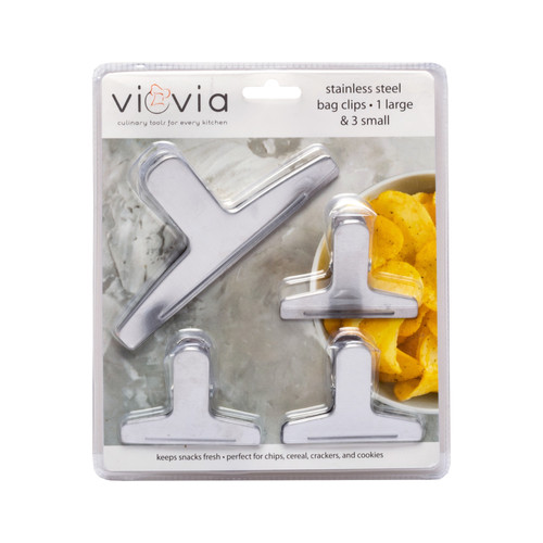 viovia Stainless Steel Bag Clips 1 Large & 3 Small | blueoco