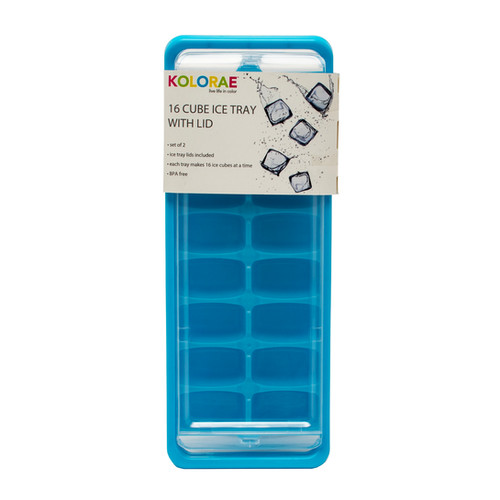 KOLORAE Ice Tray 16 Cube Colors with Lid - Set of 2 | blueoco