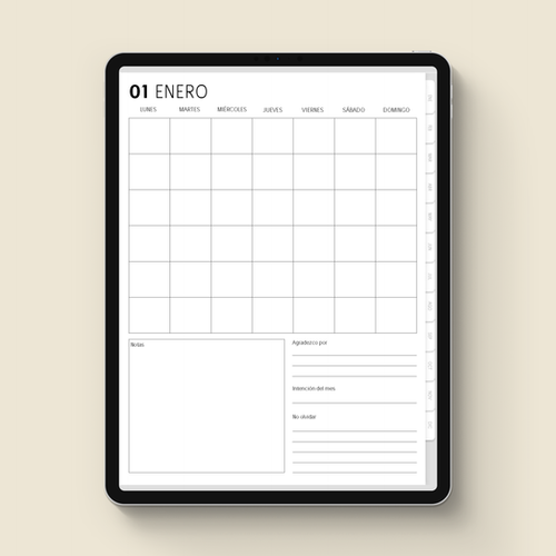 Planner mensual (formato vertical) | Sunrise Planner Mx