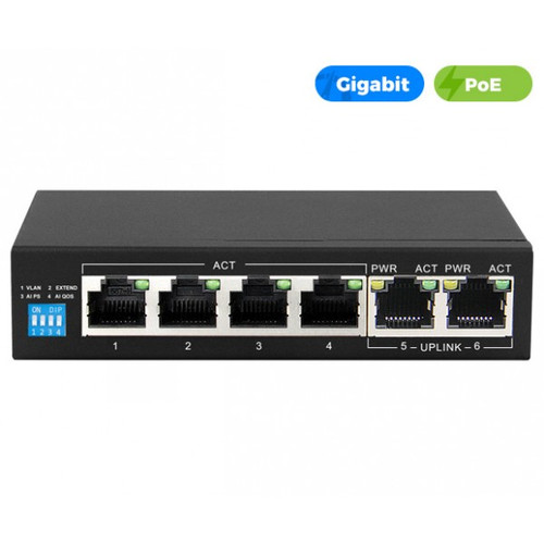 SWITCH ULTRALAN 4 PORTAS 60W GIGABIT ETHERNET AI PoE COM 2 PORTAS DE ...