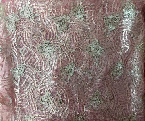 Peach Color Net Sequins Fabric with Cotton Silk Lining | Shekhak