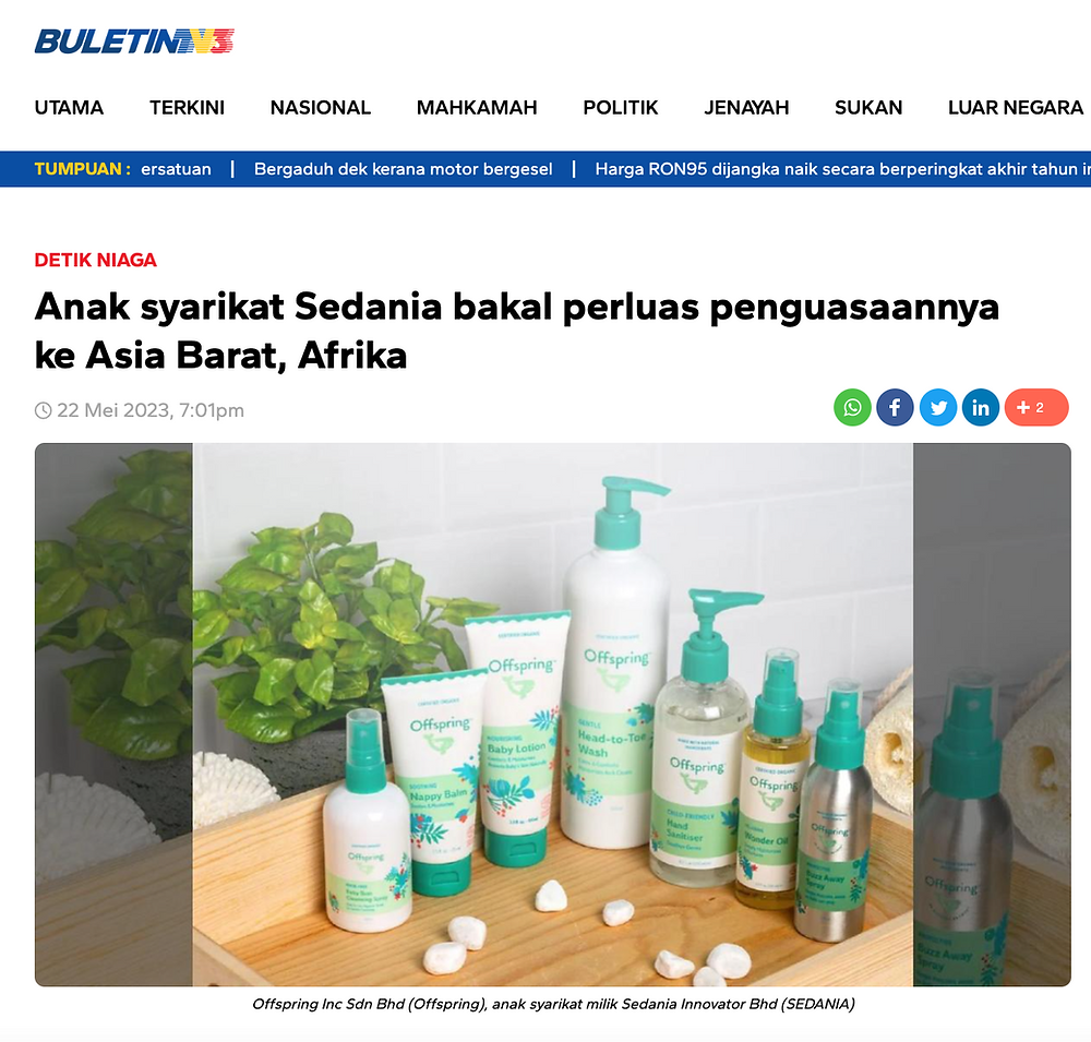 Anak syarikat Sedania bakal perluas penguasaannya ke Asia Barat, Afrika