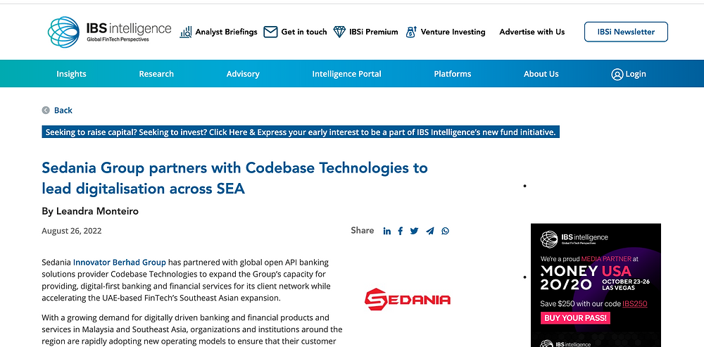 Sedania Group partners with Codebase Technologies to lead digitalisation across SEA