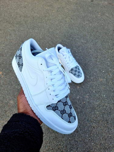 White, Grey & Black AJ1 Lows "PT 1" | Uniquefit Customs jordan 1 sneakers