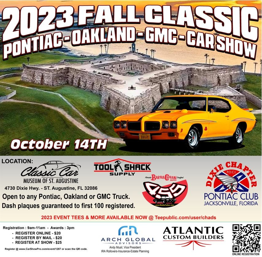 Dixie Chapter Pontiac Club 2023 Annual Fall Classic Car Show