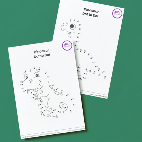 🦖 Dinosaur Dot-to-Dots Activity Pack (6 Pages) 🦕 | Learn to Shine