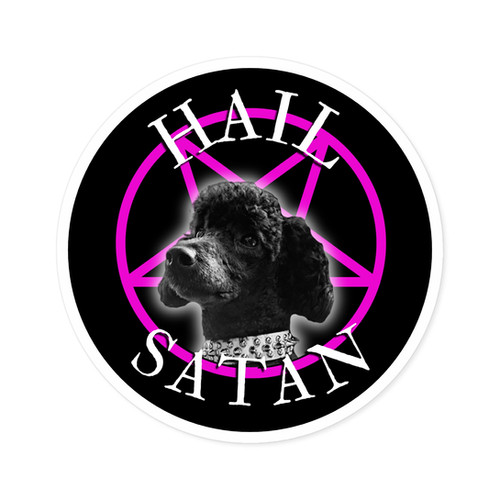 Satanic Salem Walking Tours Hail Satan Stickers | Round 6"x6 ...