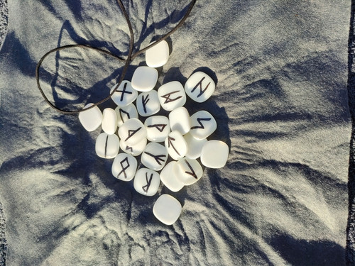 Fused Glass Runes, White | Ember Glass Studio
