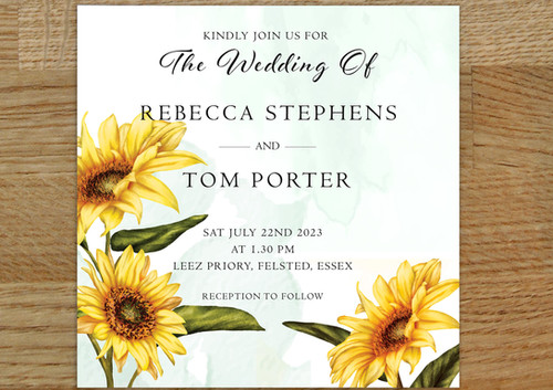 Sunflower wedding invitation - Rebecca | Wide Mouth Smiles