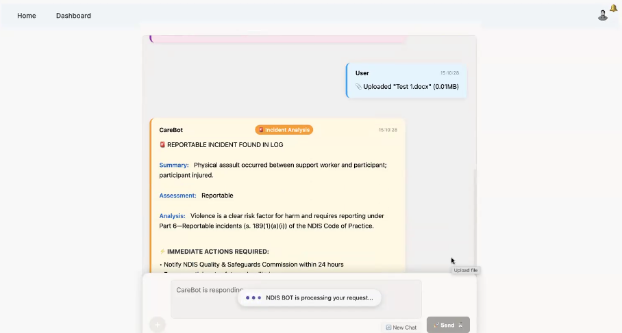 The Journey of Project PA2523 - Building an NDIS Reportable Chatbot