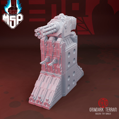 Imperial Walls 1x2 V1 With Turret - GrimDark Terrain | MegaSonicPunch
