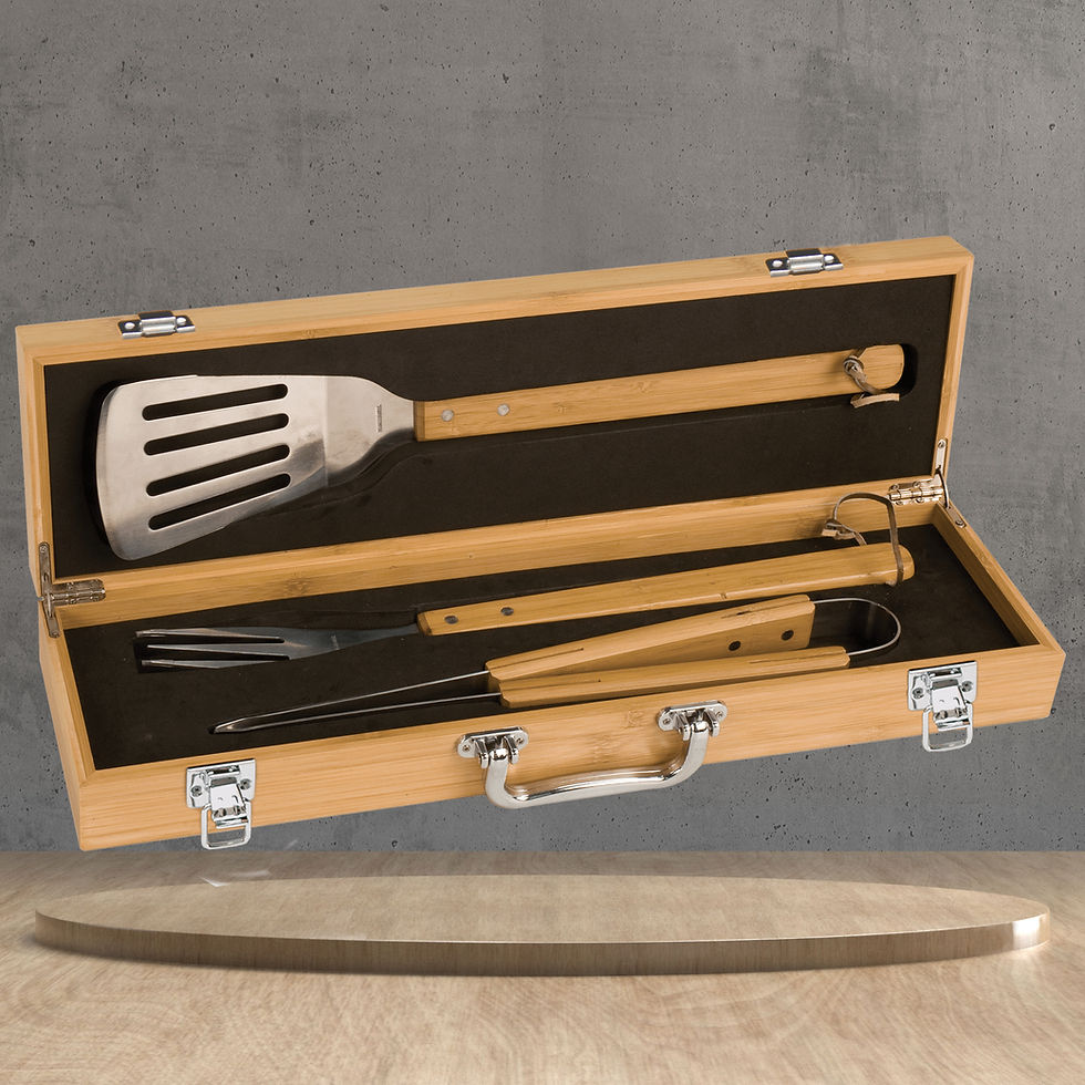 Bamboo BBQ Utensils with case | Digitally Engraved