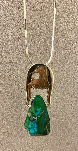 One of a Kind silverware pendant with malachite. | Myniani