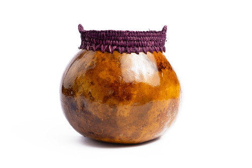 Purple Gourd with Raffia Weave Basket | Barbs-Weaving