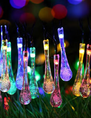 30 Led Multi Colour Water Drop String Solar Lights SSLWD-30-MC ...