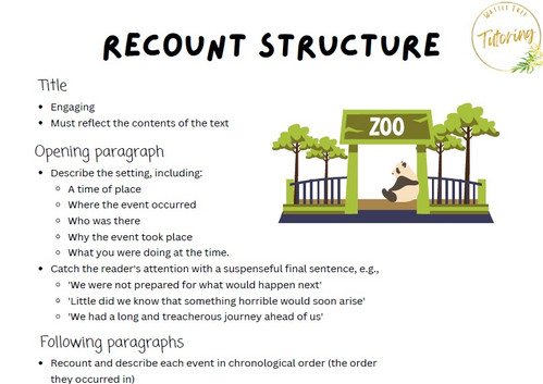 Recount Writing Structure | Wattle Tree Tutoring