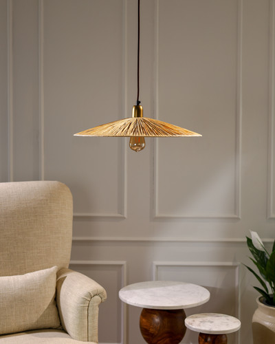 Fonte by Lumehaus | Pendant Light with Natural Raffia Covering