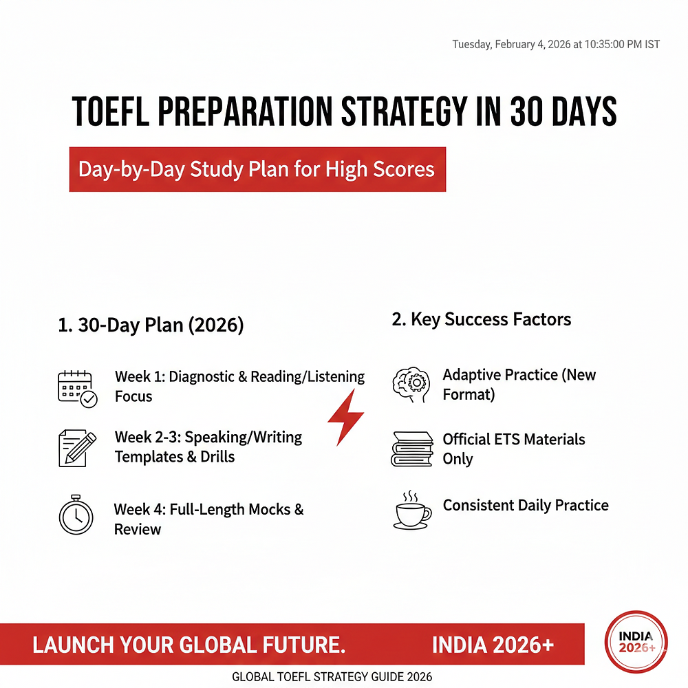 TOEFL Preparation Strategy in 30 Days (2026): Day-by-Day Study Plan for ...