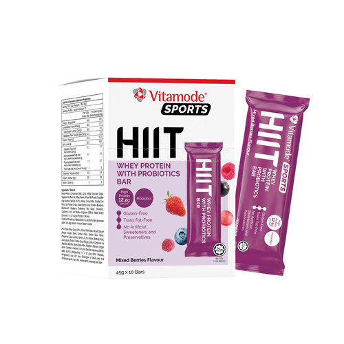 Sports HIIT Whey Protein with Probiotics Bar (Mixed Berries Flavour ...