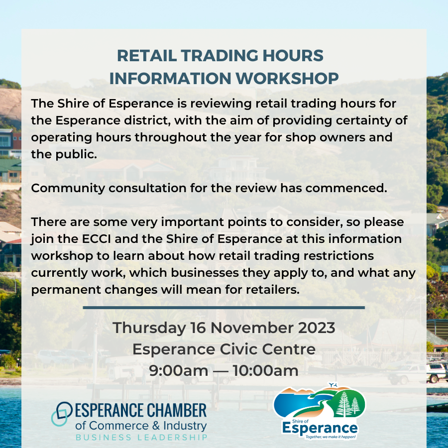 Retail Trading Hours Information Workshop | Esperancecci