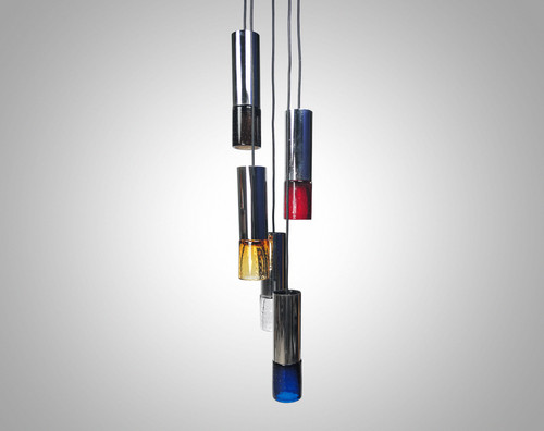 1960s Thorn Atlas / Whitefriars Glass 'Chelsea' 5 Drop Cascade Pendant ...