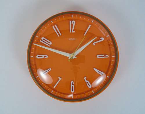 Vintage 1970s British Metamec Orange Bakelite Wall Clock | Wilson And Coleman