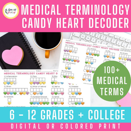 Valentine's Day Medical Terminology Candy Heart Decoder | A Gtt of Pretty