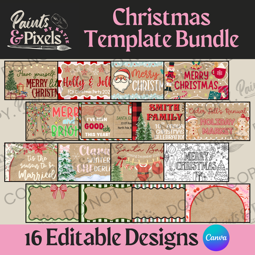 Christmas Template Bundle | Paints & Pixels by Katie
