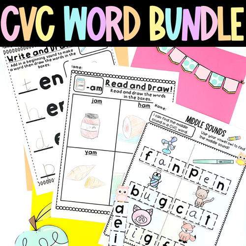 CVC Words Worksheets Bundle | Crayon Lane Teach