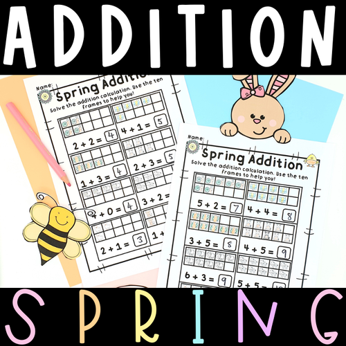 Spring Ten Frame Addition Worksheets Kindergarten 1st Grade | Crayon ...