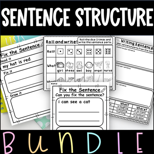Worksheets for Sentence Structure Bundle | Crayon Lane Teach