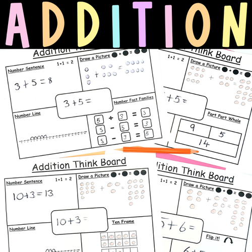 Addition Strategies Think Boards Bundle | Crayon Lane Teach