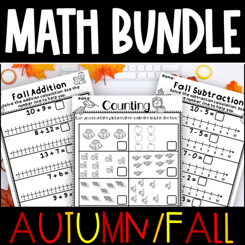 Fall Autumn Math Bundle Addition Subtraction Counting | Crayon Lane Teach