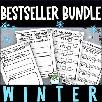 Winter Math Literacy Addition Subtraction with Number Line Sentence ...