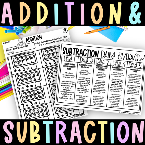 Addition & Subtraction Strategies Worksheets Task Cards | Crayon Lane Teach