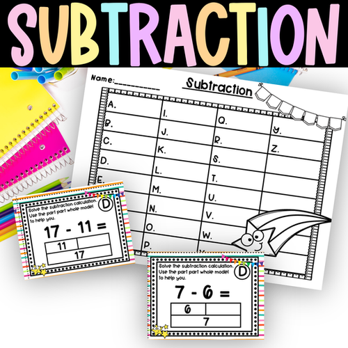 Subtraction Part Part Whole Task Cards | Crayon Lane Teach