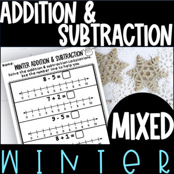 Winter Math Addition and Subtraction with a Number Line Worksheets ...