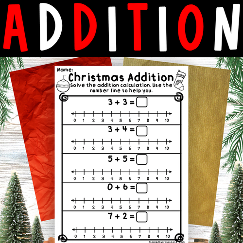 Christmas Addition Number Line Worksheets | Crayon Lane Teach