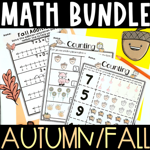 Autumn Fall Math Bundle Addition Subtraction Counting | Crayon Lane Teach