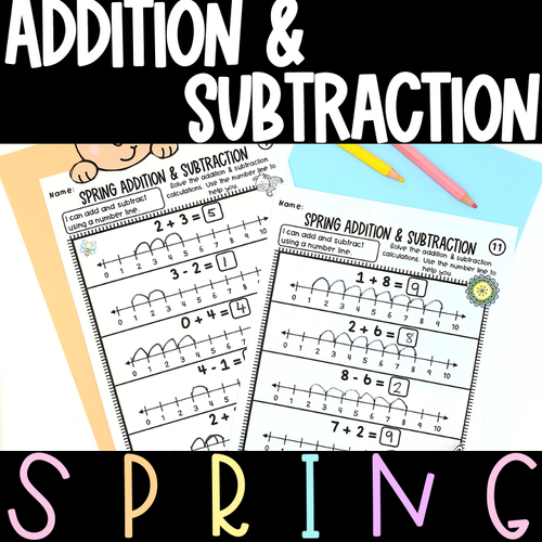 Spring Addition and Subtraction on a Number Line 1st Grade Kindergarten ...