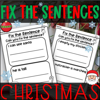 Christmas Sentence Building Worksheets | Crayon Lane Teach