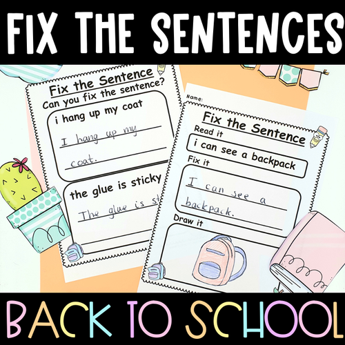 Back to School Sentence Writing Worksheets | Crayon Lane Teach