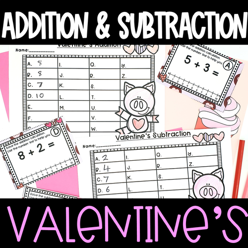 Valentines Day Addition Subtraction Number Line Task Cards | Crayon ...