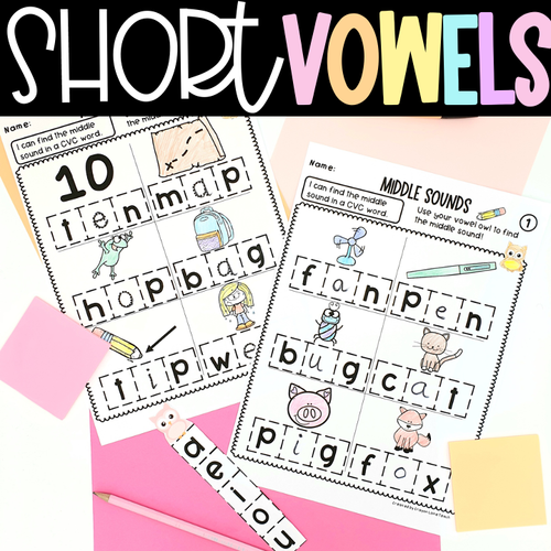 Middle Sounds Short Vowels Worksheets | Crayon Lane Teach